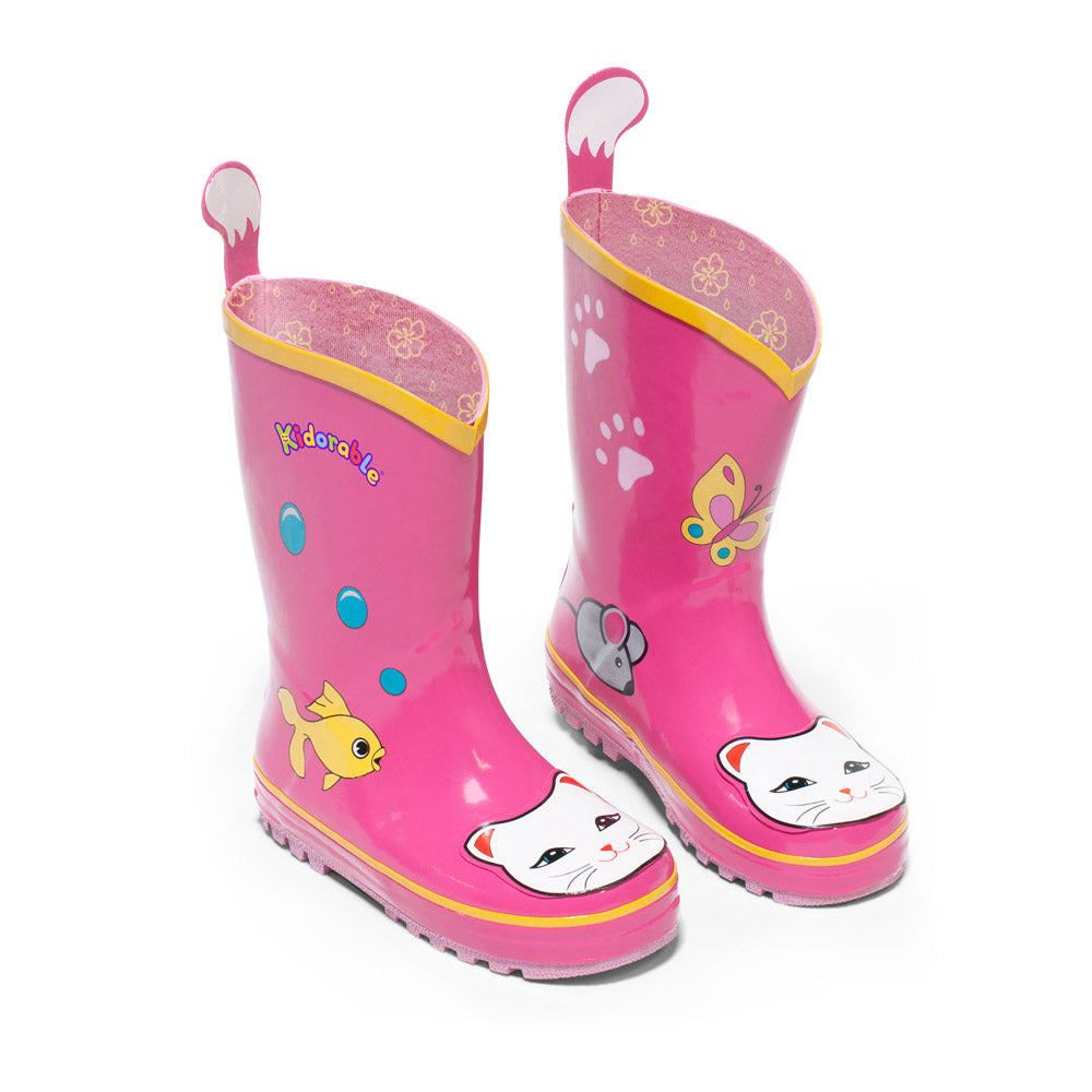 Kids Quality Lucky Cat Flower Rain Boots in Lincolnwood USA - Kidorable ...